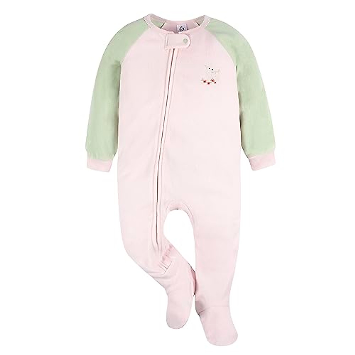 Gerber Baby Girls Flame Resistant Fleece Footed Pajamas 2-Pack, Pink Deer, 6-9 Months
