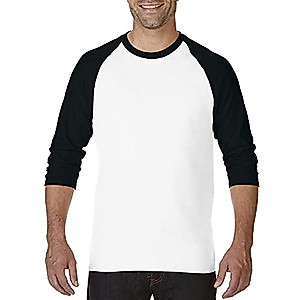 Gildan Adult Heavy Cotton 3/4 Raglan T-Shirt, Style G5700, 2-Pack, White/Black, Small