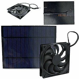 Arsor Solar Powered Exhaust Fan, 10W 12V 2A Wall Mount Ventilation and Cooling Dual Fans Waterproof Window Exhaust Ventilator, Portable Solar Panel Fan Kit for Chicken Coop, Greenhouse, Dog House