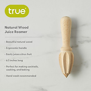 True Juice Citrus Wooden Reamer, Wooden Lemon Juicer, Handheld Citrus Juicer, Juicing Tool, 6.25', Wood