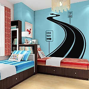 Curved Road Wall Decal Winding Track Car Traffic Sign Kids Room Decor Gift M1424
