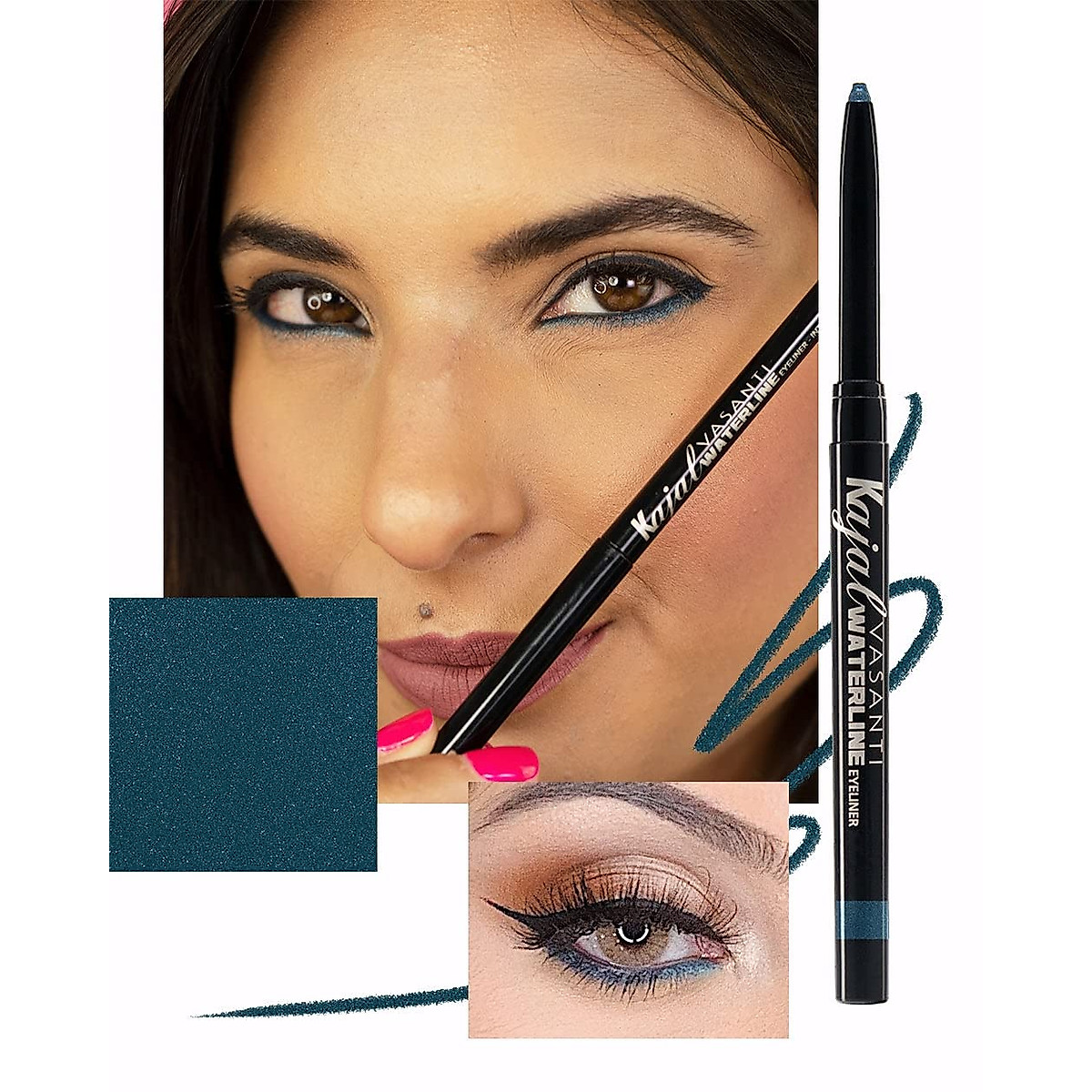 VASANTI Kajal Waterline Eyeliner Pencil - Long-lasting, Waterproof, Smudge-proof, Safe for Sensitive Eyes, Waterline Eye Liner - Opthalmologist Approved and Tested (Ice Blue)