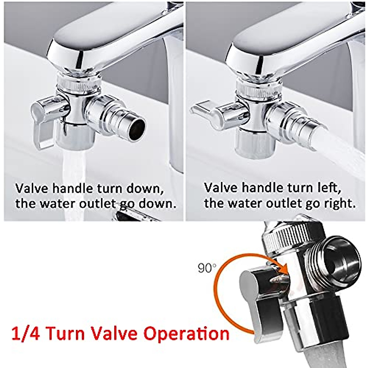 Brass Faucet Diverter Valve Adapter, Swich Faucet Adapter Aerator Valve Diverter to Connect Washing Machine, Shower Garden Hose (NPT M24mm Inlet x Quick Connector Outlet)