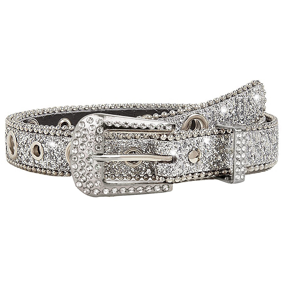 Rhinestone Belts for Women Western Cowgirl Bling Skinny Leather Belt for Jeans Pants Dresses (Fit for 27"-39")
