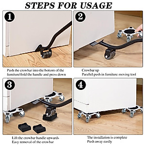 SUCCJJ Furniture Movers with Wheels,Furniture Dolly Heavy Duty,Furniture Lifter Tool with 5 360° Rotatable Rubber Universal Wheels,Furniture Moving Tool Maximum Load 3474lbs