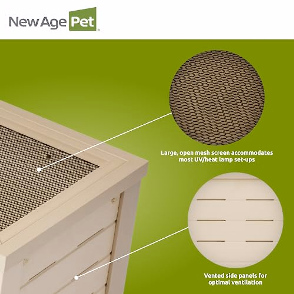 New Age Pet ECOFLEX Maple Chameleon Madagascar Vertical Reptile Habitat Lounge - Durable, Non-Toxic Wood Plastic Composite, Extra Height, Deep Floor, Removable Sliding Glass Doors with Lock