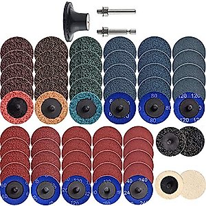 NYXCL 60Pcs Sanding Discs Set, 2 inch Quick Change Sanding Discs with 1/4" Holders, Die Grinder Surface Conditioning Burr Rust Paint Removal
