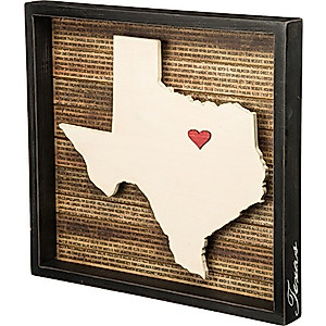 Primitives by Kathy 27787 Wanderlust Inset Box Sign, 16.5 x 15.5-Inches, Texas