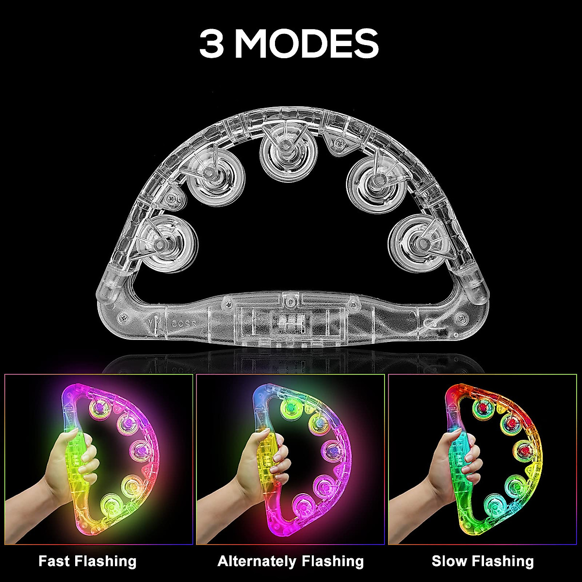 LED Tambourine, Light up Musical Flashing Tambourine (2 PCS)