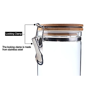 KKC HOME ACCENTS Clear Borosilicate Glass Food Storage Canister with Airtight Hinged Lids,Sealed Glass Container for Nuts,Flour,Sugar,Coffee Beans,Corn Flakes,50 Fluid Ounces