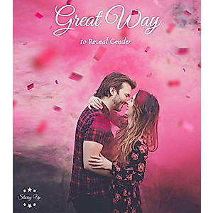 Gender Reveal Confetti Powder Cannon - 2 Blue & 2 Pink Poppers - Gender Reveal Party Supplies - Smoke Powder & Confetti Sticks Cannons - Gender Reveal Stickers 40pcs (20 Girl 20 Boy)