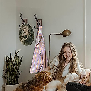 WYTAOHZL 3PCS Coat Hooks Wall Mounted Tri Hooks Wall Coat Rack Large Matte Metal Black Coat Hooks for Wall Heavy Duty Walnut Coat Rack Hooks with 3 Hooks for Coat Hat Towel Mudroom Bathroom Entryway