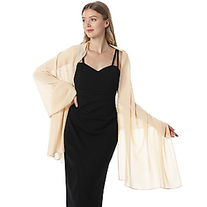 Chiffon Shawls and Wraps for Evening Dresses Women Elegant Soft Scarf Bridal Scarve Wedding Stole(Champagne(chiffon), One Size)
