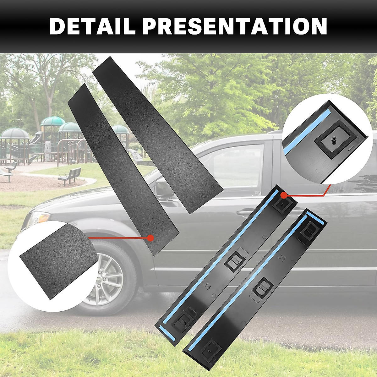 USTAR Black B Pillar Trim Molding Fit for Chrysler Town Country 2008-2016 Dodge Grand Caravan 2008-2020 926-446 5020664AD 5020664AC 926-445 Left Right Pair