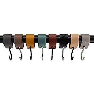 Brute Strength - Multifunctional Leather S-Hooks - Taupe - 6 Pieces - S Shaped Hooks - Coat Hook - Leather Hooks - Leather s Hooks - Black s Hooks - Kitchen Hooks