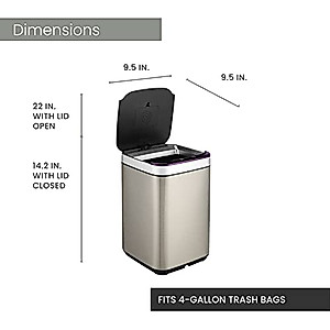 Hanover 10-Liter / 2.6-Gallon Stainless Steel 10 Liter-2.6 Gallon Home and Kitchen | Fingerprint Smudge Resistant | Soft Close | Sensor Lid | Carbon Odor Control, 10L Trash Can 1