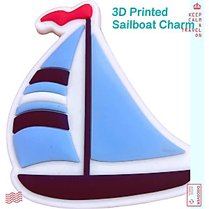 Lovyit Charm Accessories for Bogg Bag - Rubber Beach Bag Accessories Charm Insert, 3pcs Flowers Dolphin Beach Totes Charm Decoration Insert for Simply Southern Beach Totes Bag (3pcs, Dophlin+Sail)