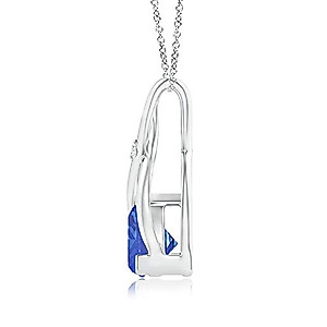 Angara Trillion Tanzanite Wishbone Pendant with Diamond in 925 Sterling Silver | AA Quality 0.4 CARATS 5mm Tanzanite