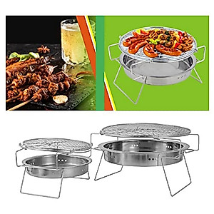 TAMYID Charcoal Grills, Outdoor BBQ Grill Charcoal Rack Grate Mini Round Grill Portable Camping Pot Baking Cooking Grill Barbecue Mesh Wood Coal Stove