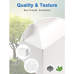 S9BAI15 Shallive 15 Pack Large Treat Boxes White - 9 x 6 x 6 inches Gable Gift Boxes with Handle Cardboard Lunch Boxes Recycled Paper Take Out Boxes Welcome Boxes For Wedding Baby Shower Birthday