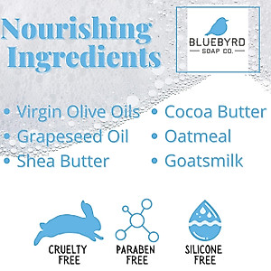 BLUEBYRD Soap Eucalyptus & Seaweed Exfoliating Large Soap Bar, 100% Vegan Cold Press Scented w/Essential Oils, Body Soap Scrub for Men & Women, Natural Oatmeal, Shea Butter, Olive Oil, 8.6oz