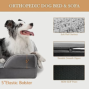 Comfort Expression Waterproof Orthopedic Dog Bed Foam Dog Beds for Extra Large Dogs Durable Dog Sofa The Pet Bed Washable Removable Cover with Zipper and Non-Slip Bottom Bolster XL Large Dog Beds