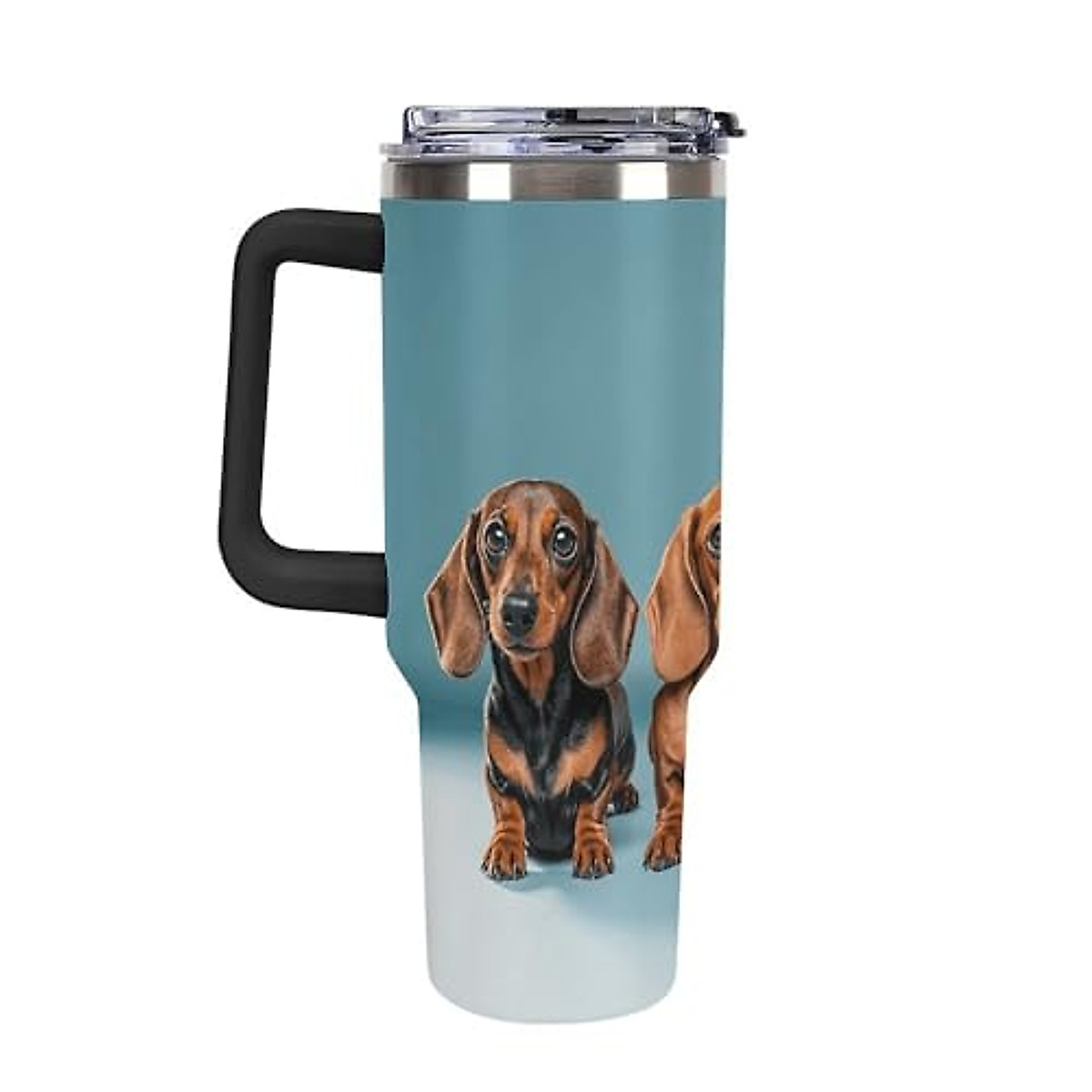 FZQVSGW Three Dachshunds 40 Oz Tumbler with Handle And Straw Stainless Steel Vacuum Insulated Tumblers Reusable Keep Drinks Cold Coffee Cup Holder Friendly Gifts for Women Men Car Gym Travel