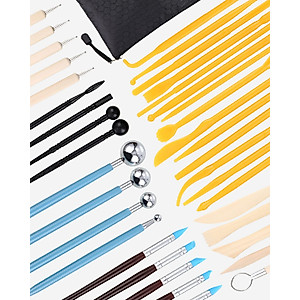 WuliYobo Clay Tools Kit, 42 PCS Polymer Clay Tools with a Storage Bag for Pottery Artists,Pottery Tools Double Sided Carving Tools Sculpting Tools.