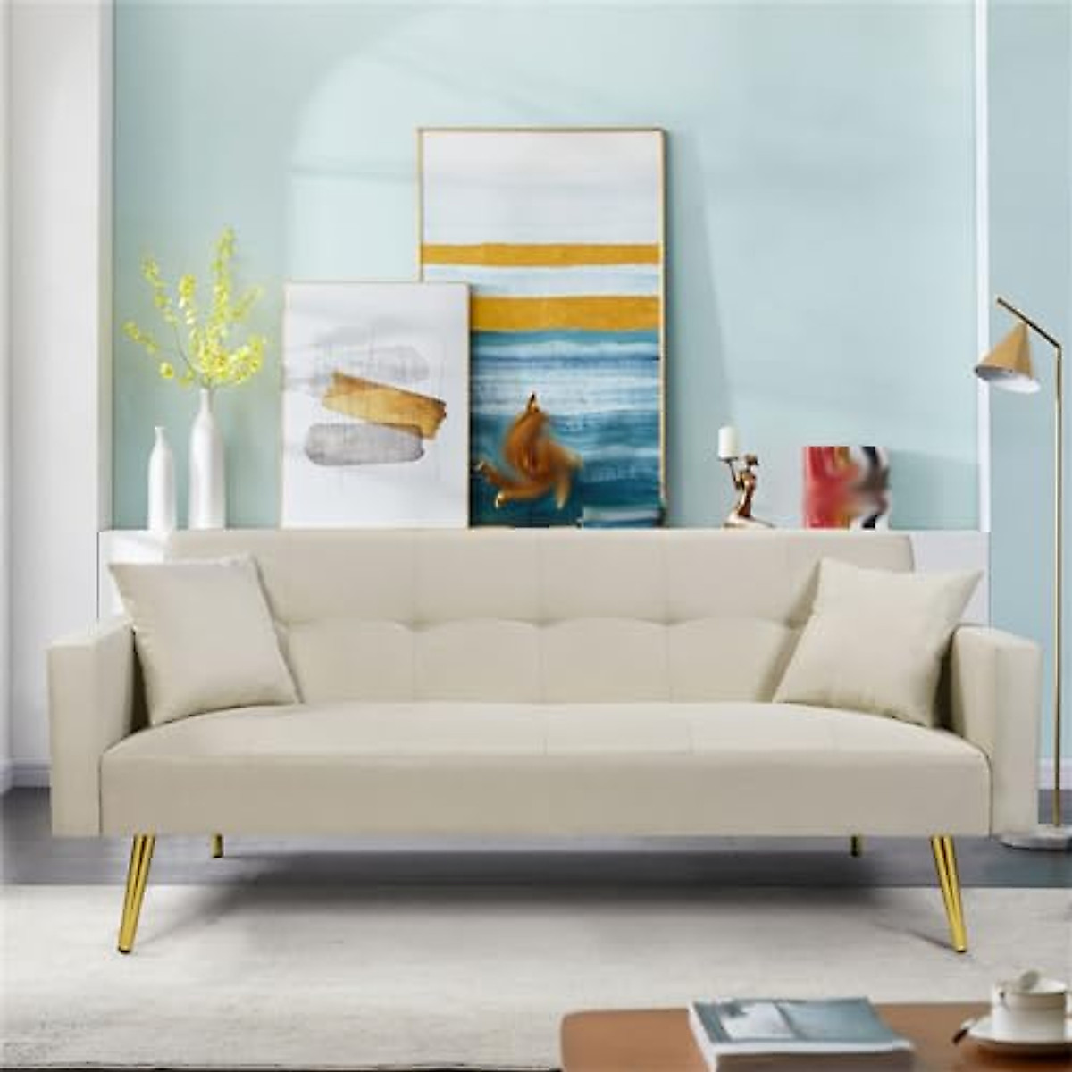 MMLLZEL Convertible Fabric Folding Futon Sofa Bed, Sleeper Sofa Couch for Compact Living Space.