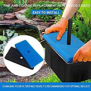 2PCS Pond Replacement Filter Pads,Coarse and Fine Pads for Pond Pump Pre-Filter Box,Blue and Black Sponge Filters Replacement