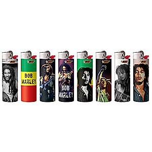 BIC Pocket Lighter, Special Edition Bob Marley Collection, Assorted Unique Lighter Designs, 8 Count Pack of Lighters