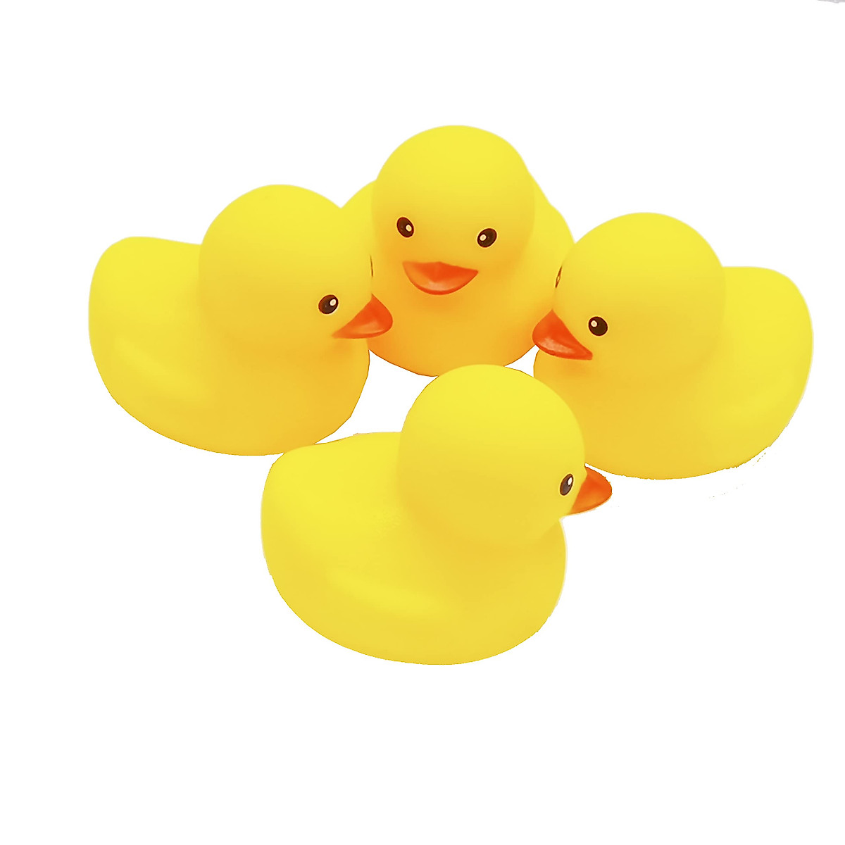 Osvela Duck Dog Toy Rubber Water Floating Bath Squeak Toy for Dogs Cats 4 Pack