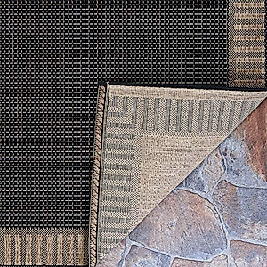 Couristan Recife Wicker Rug, 5-Feet 3-Inch by 7-Feet 6-Inch, Stitch/Black/Cocoa