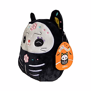 Squishmallows Official Kellytoy 8 Inch Soft Plush Squishy Toy Animals (Zelina Black Cat Day of The Dead)