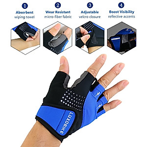 LuxoBike Cycling Gloves Mountain Bike for Men – Shock Absorbing SBR Gel Padded – Anti Slip Palm – Ultra Breathable – Specialized for Mens Bicycling, Biking, MTB Biker, Road Bicycle Riding