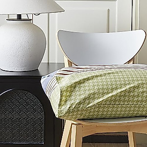 YuHeGuoJi Blue Striped Duvet Cover King 100% Egyptian Cotton Green Geometric Duvet Cover 3 Pcs Set 1 White Striped Duvet Cover with Zipper Ties 2 Pillowcases Modern Neutral Brown Gingham Bedding