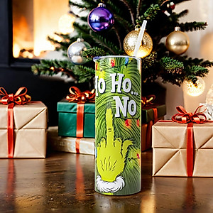 Hogg Christmas Tumbler with Lid and Straw 20oz, Ho Ho No Funny Tumblers for Women, Holiday Gifts for Adults, Christmas Coffee Mugs, Christmas Cups, Holiday Tumbler