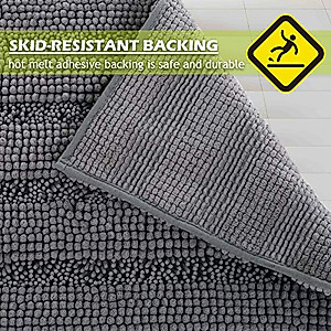 Grey Bath Rugs - Soft Large Bathroom Rugs Farmhouse Floor Cover Water Absorbent Bath Mat Shower Carpet for Toilet Door Way Kitchen Kids Baby, 60" x 24", 1 Pc