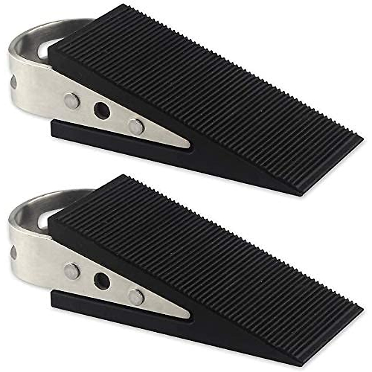 videoinfolder Heavy Duty Rubber Door Stopper - Blocker Wall Door Wedge Children Kids Protector （2 Pack Black
