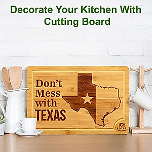 Bamboo State Cutting Board for Kitchen – Texas Cheese Board, Charcuterie Platter & Serving Tray, (15" x 10")