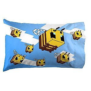 Jay Franco Minecraft Busy Working Bees 1 Pack Pillowcase - Double-Sided Super Soft Bedding