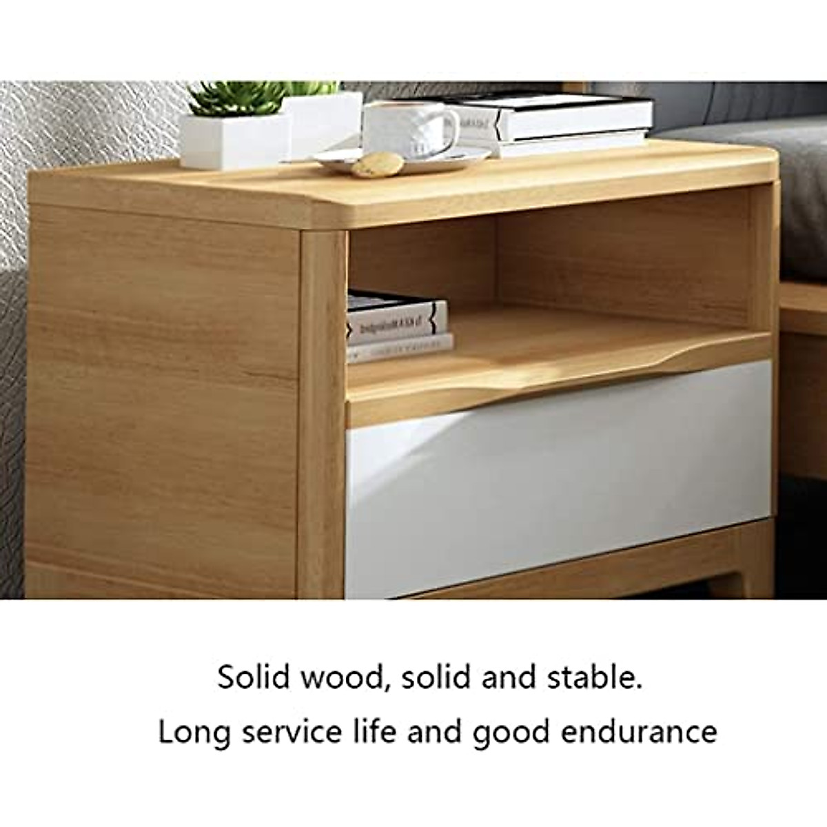 Night Stand End Table Bedside Table Solid Wood Bedside Table, 2-Tier End Table Side Table With Drawer, Storage Organizer And Open Shelf Nightstand Nightstand Side Table Bedside Cabinet ( Color : Walnu