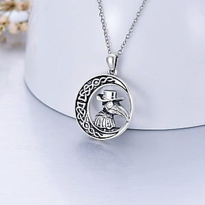 SIMONLY Plague Doctor Necklace 925 Sterling Silver Steampunk Pendant Necklace Plague Halloween Gifts for Women Men