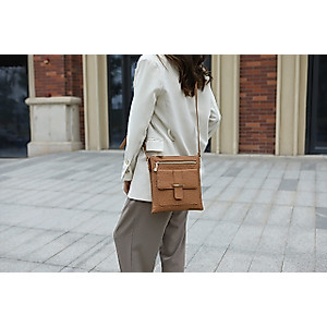 MKF Crossbody Bag for Women – PU Leather Pocketbook Handbag Triple Compartment Messenger Purse – Shoulder Strap