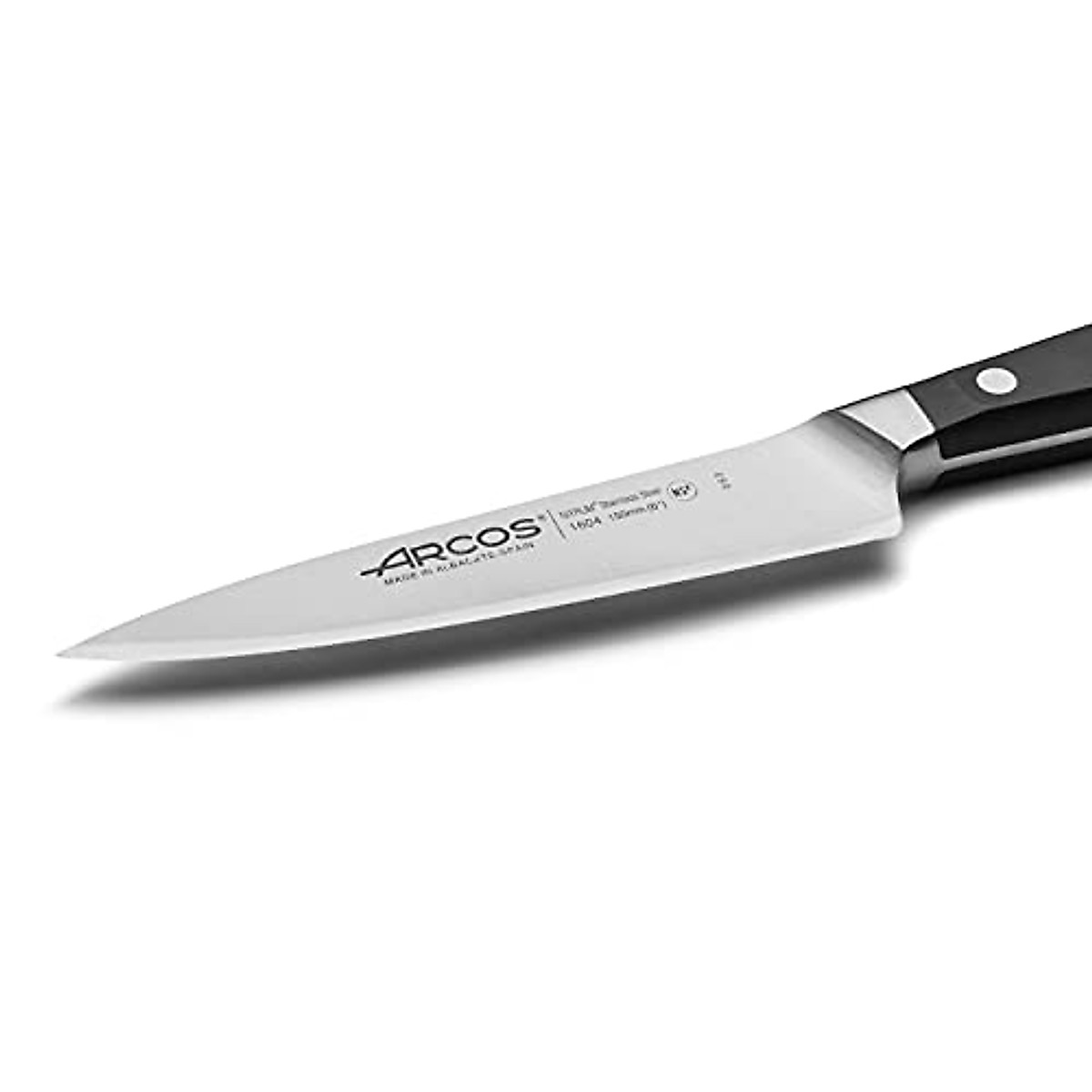 ARCOS Chef Knife 6 Inch Stainless Steel. Professional Kitchen Knife for Cooking. Ergonomic Polyoxymethylene Handle and 150 mm Blade. Series Manhattan. Color Black
