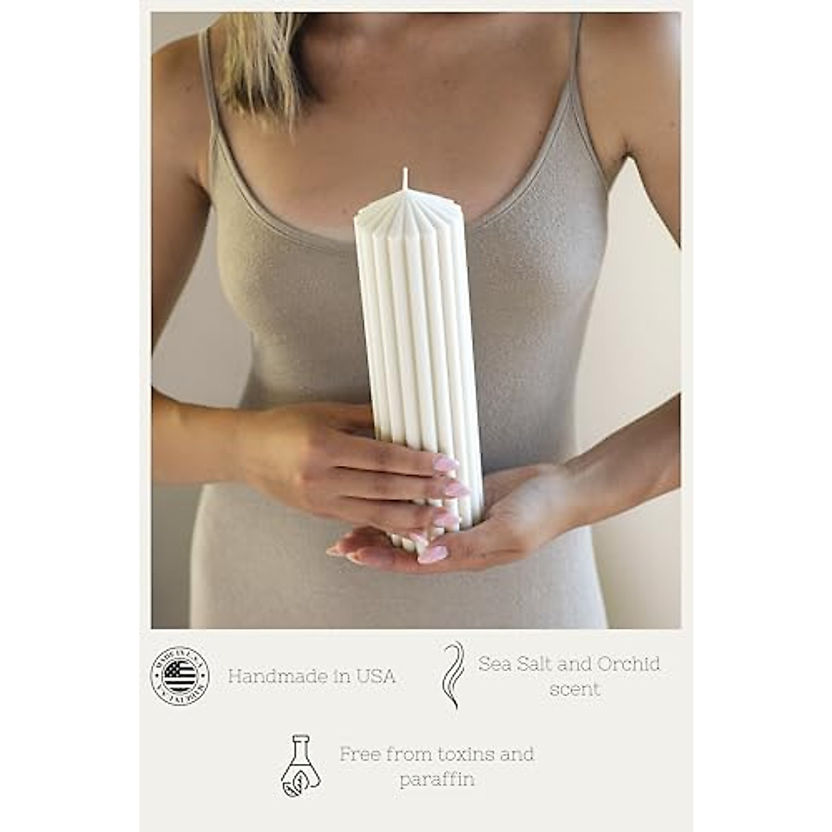 LAWA Ribbed Peak Pillar Candle - Large Beautiful Handmade Pillar Scented Soy Wax Candle Elegant Bubble Aesthetic Candle Housewarming Gift Home Room Shelf Decor Idea White (Small)