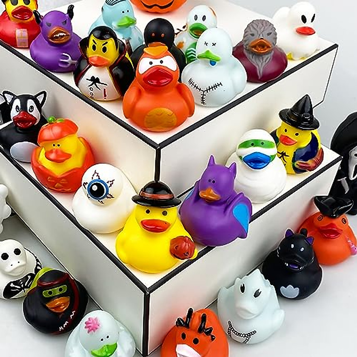 QINGQIU 24 Pack Halloween Rubber Ducks Jeep Bath Toys for Kids Toddlers Halloween Toys Halloween Party Favors Halloween Treat Bags Gifts