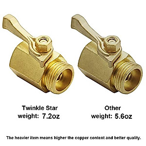 Twinkle Star Super Heavy Duty 3/4" Brass Shut Off Valve Garden Hose Connector, TWIS3005