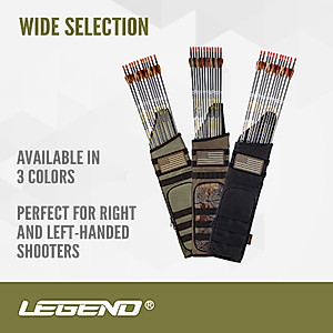 Legend Back Quiver - Tactical Arrow Holder, High-Density Polyester Fabric, Extra Shoulder Foam Padding - MOLLE System for Patches, Pouches - Zippered Storage for Archery & Hunting Accessories - Green