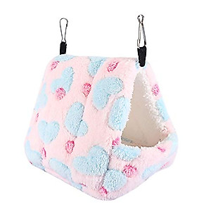 Pet Hammock, Plush Winter Pet House Hanging Cage Nest Swing Tent for Bird Squirrel Rabbit Keep Warm Hammock Pink 8.7 x 8.3inch(22 x 21cm-Pink)